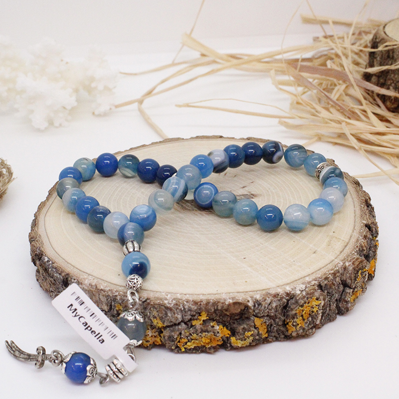 Mavi Akik Tesbih (8 mm)-1TSB05 - MyCapella - Doğal Taşlar